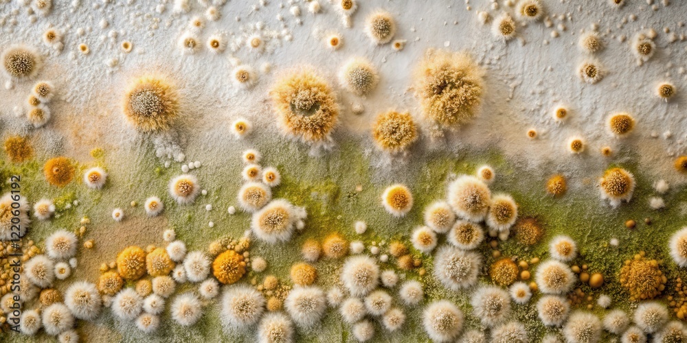 Foto de Stock Fungal growth on damp wall surface with visible ...