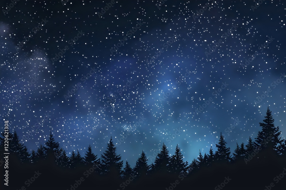 A hyper-realistic nighttime landscape featuring a clear, star-filled ...