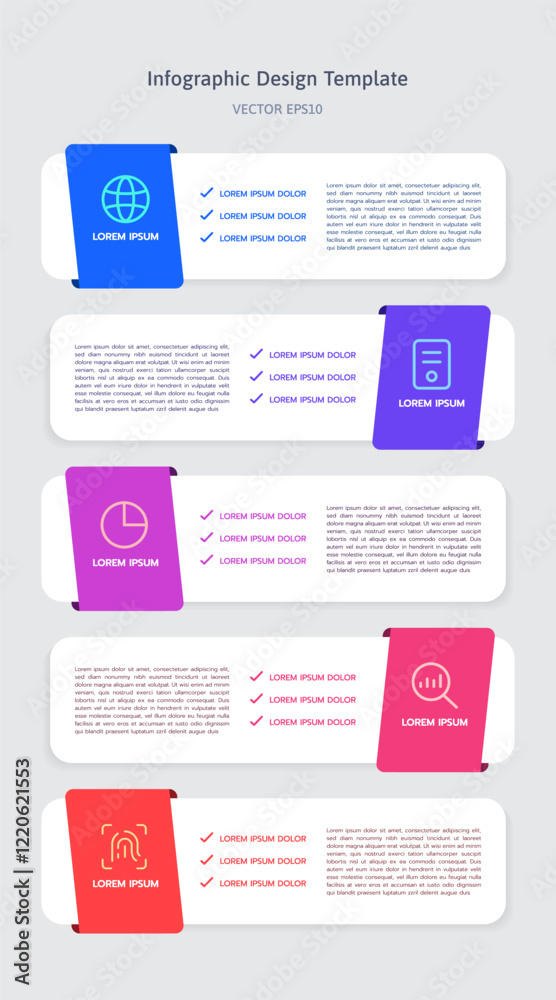 Infographic Presentation Template with Five Step for Business Process Workflow Timeline and ...