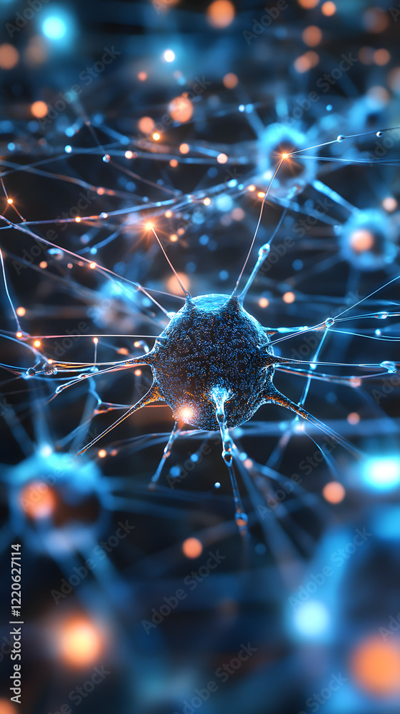 3D diagram showing AI decision models, neural network interactions, and ...