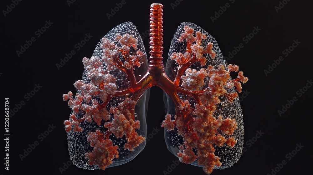 human lungs showing PM 2.5 dust particles entering the alveoli and how ...