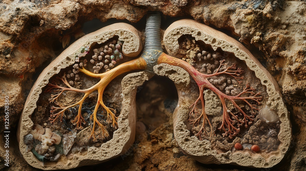 human respiratory system, demonstrating the journey of PM 2.5 dust ...