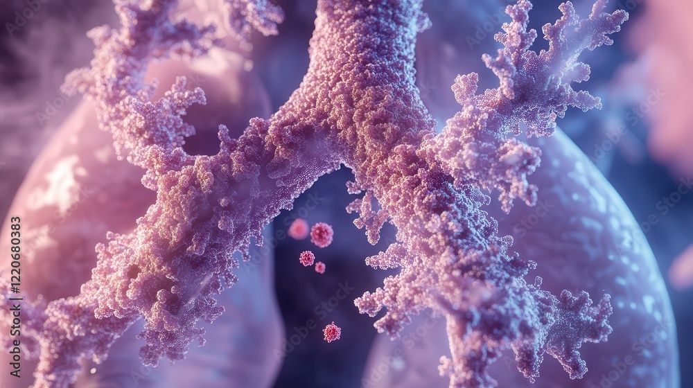 alveolar sacs, showing pathogens entering the lungs and interacting ...
