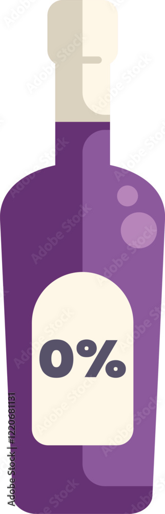 Bottle of non alcoholic wine is standing with a label showing zero ...