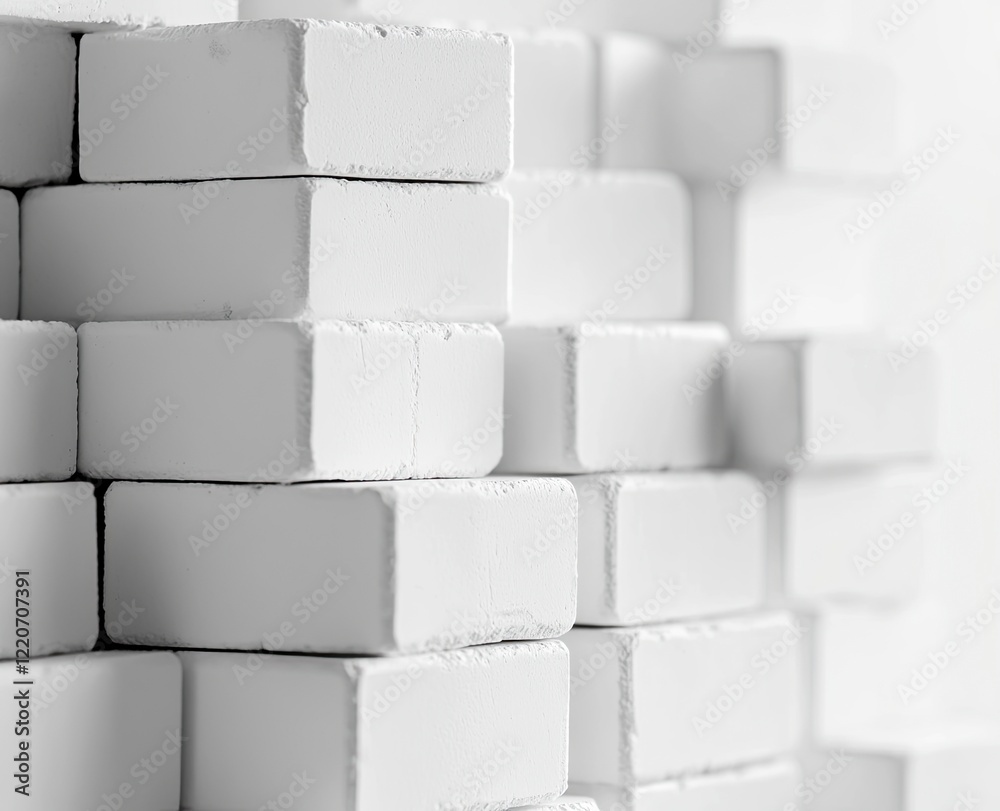 White bricks stacked on top of each other, close-up view of white brick ...