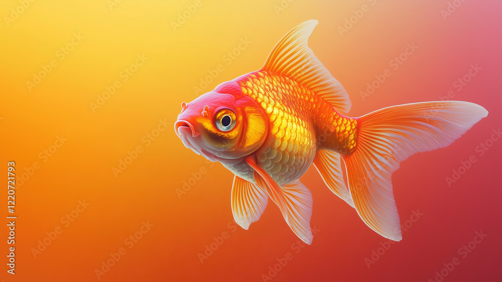 Goldfish digital illustration in realistic photo style. Goldfish ...