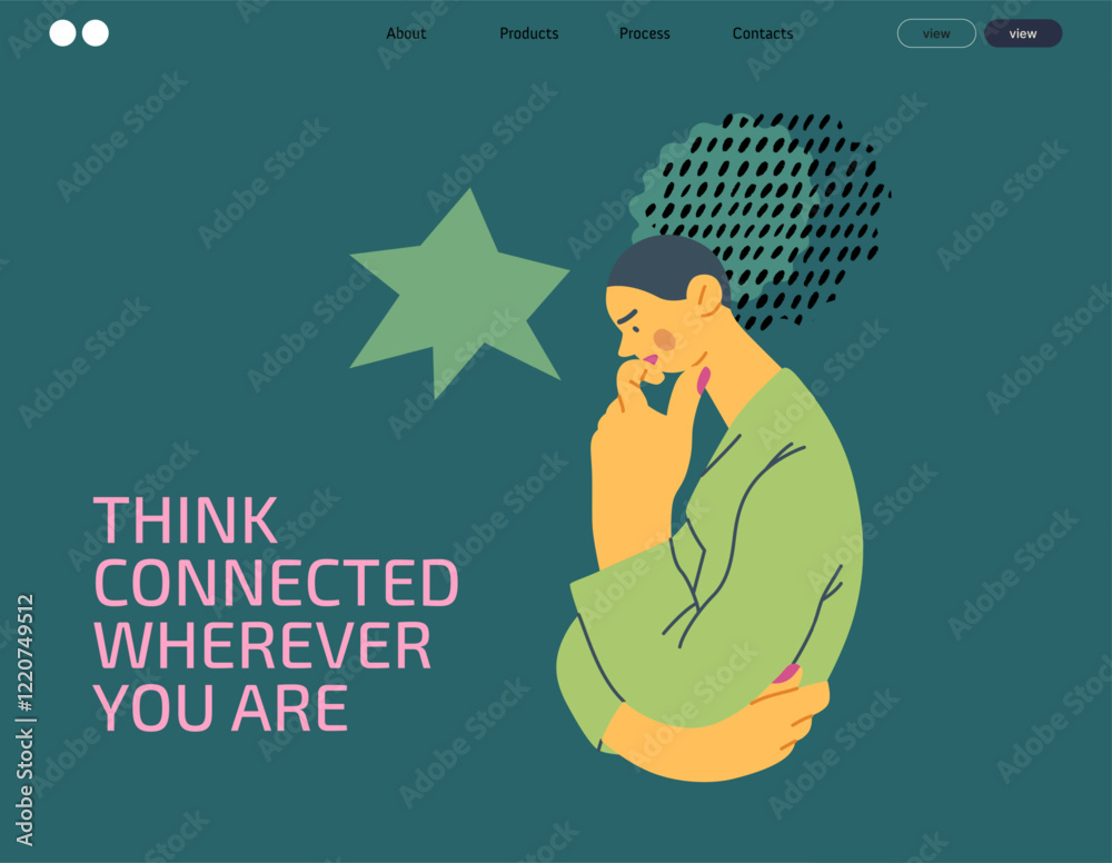 Thinking people, modern flat vector concept illustration- woman ...