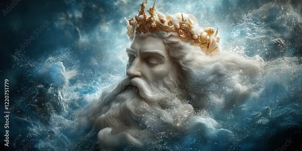 Majestic Poseidon: A dramatic, stylized depiction of the Greek god ...