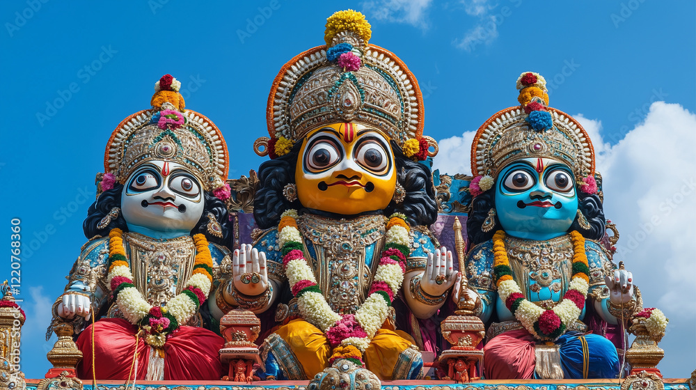 Shree Jagannath Festival, statues of deities Jagannath, Balabhadra, and ...