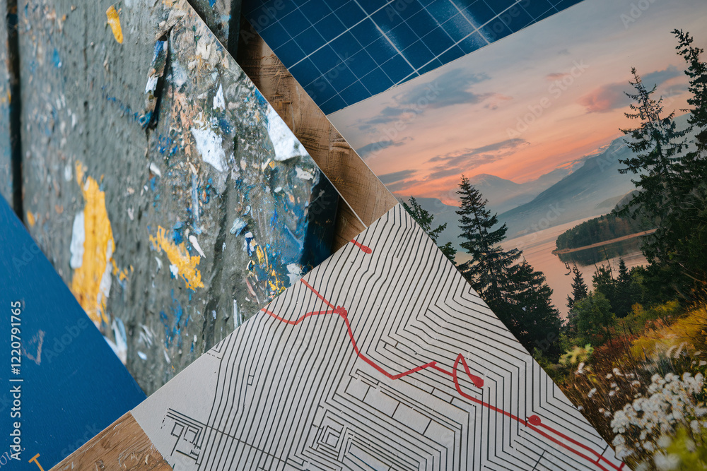 A stylish arrangement featuring a diverse mix of textures and visuals ...