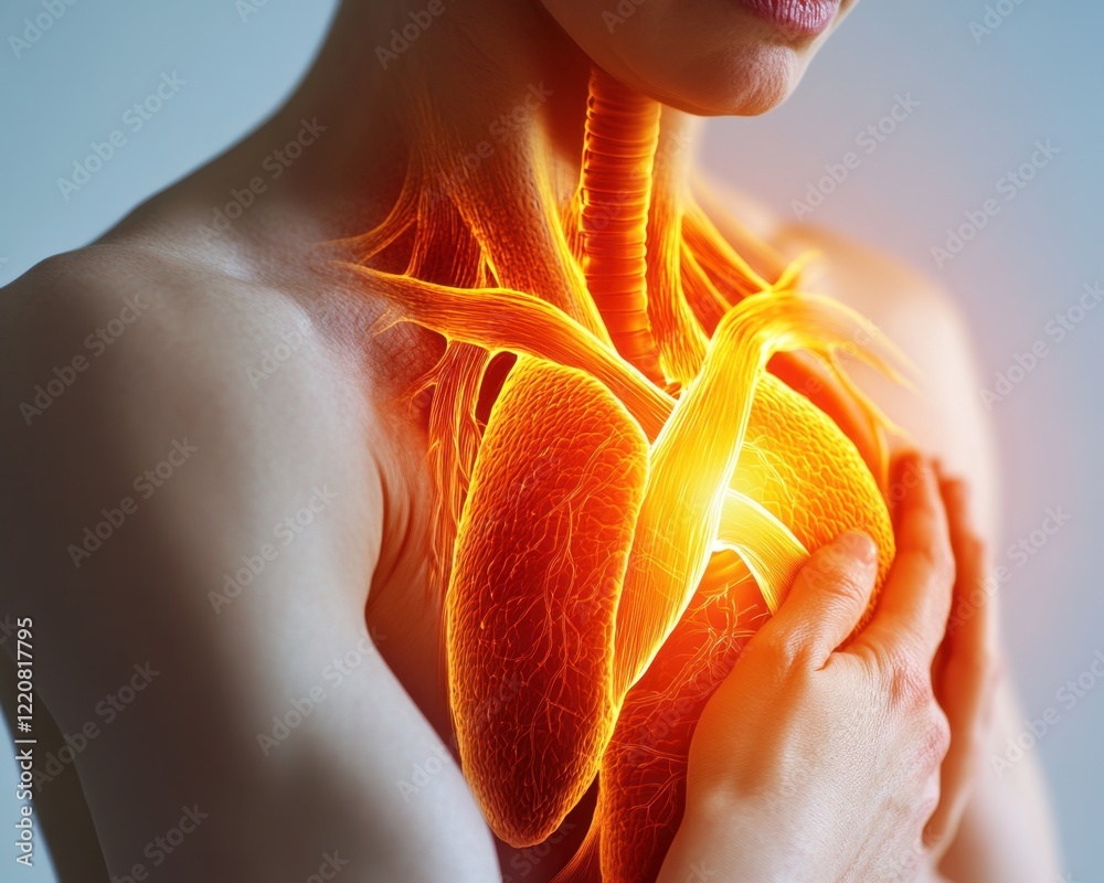 Urgent Medical Visualization Dramatic Clear Image of Chest Pain Caused ...