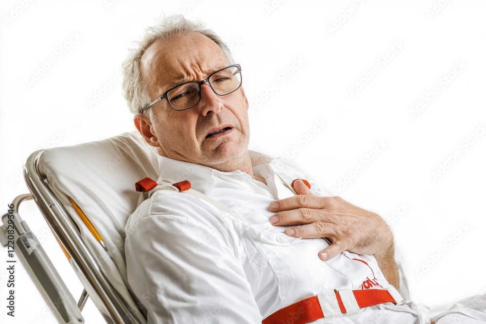 Urgent Medical Attention Elderly Man Experiencing Acute Chest Pain ...