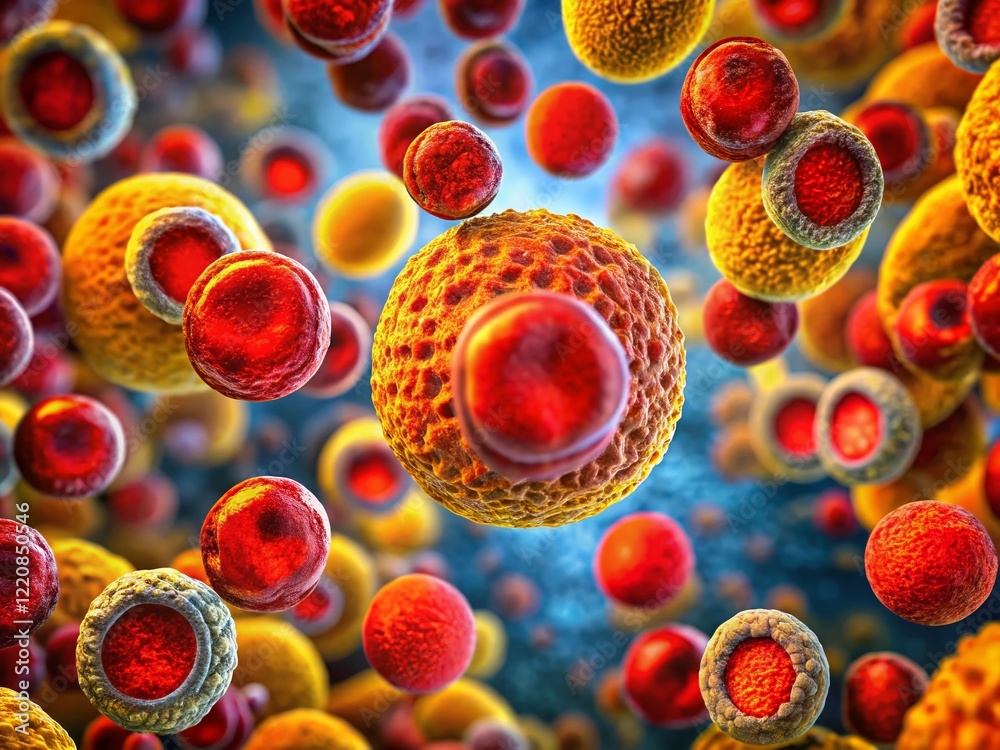 Microscopic View of Squamous Epithelial Cells and Red Blood Cells in ...
