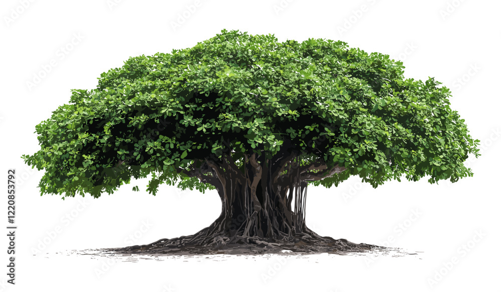 Large Pipal tree vector illustration, Bothi tree on transparent ...