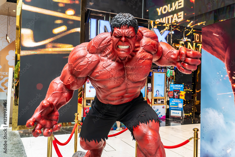 Bangkok, Thailand - Jan 24, 2025: Red hulk model show in Captain ...