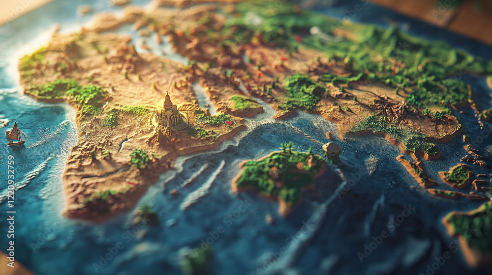 Exploring a detailed relief map of the world showcasing mountains ...