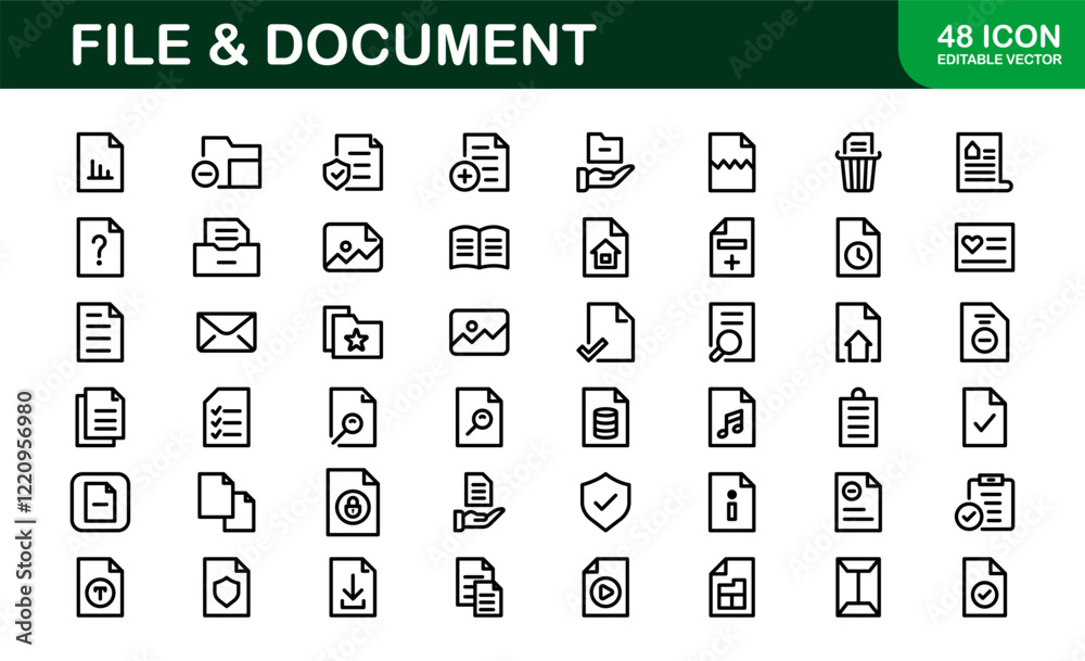 File and Document Icons for Digital Management. High-Quality Vector ...