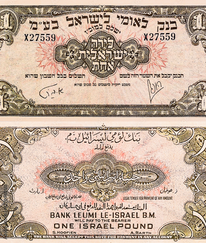 Palestine Currency 1 Pound 1939 Banknote. "Palestine" in Arabic ...