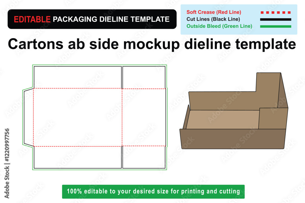 Image vectorielle Stock Cartons AB Side Mockup Dieline Template for ...