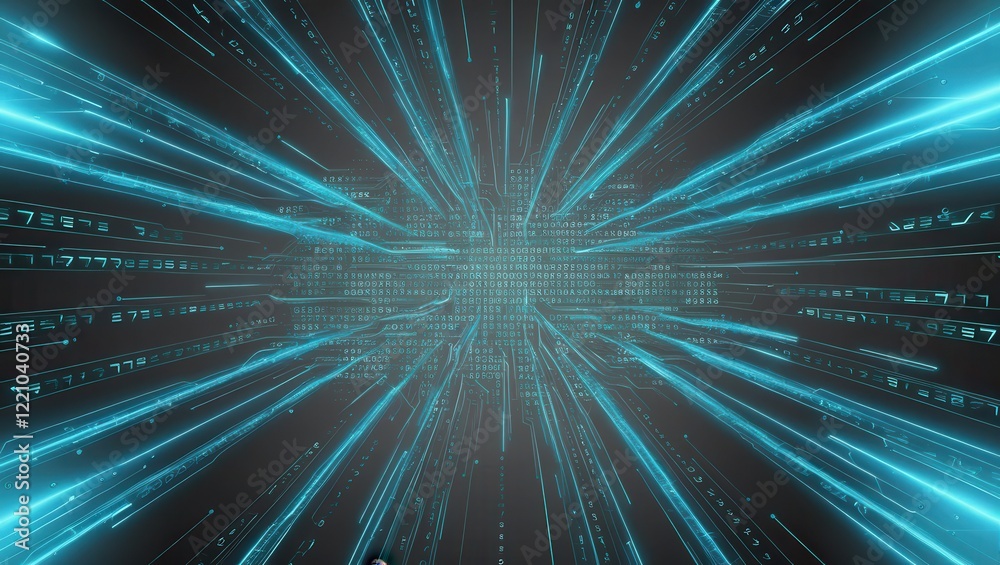 Digital background visualization of interconnected data streams with glowing blue lines with ...