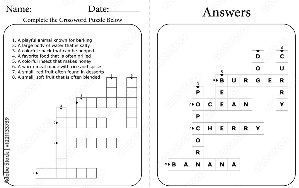 Printable Crossword Puzzle for Kids and Adults: Simple & Fun Word Game ...
