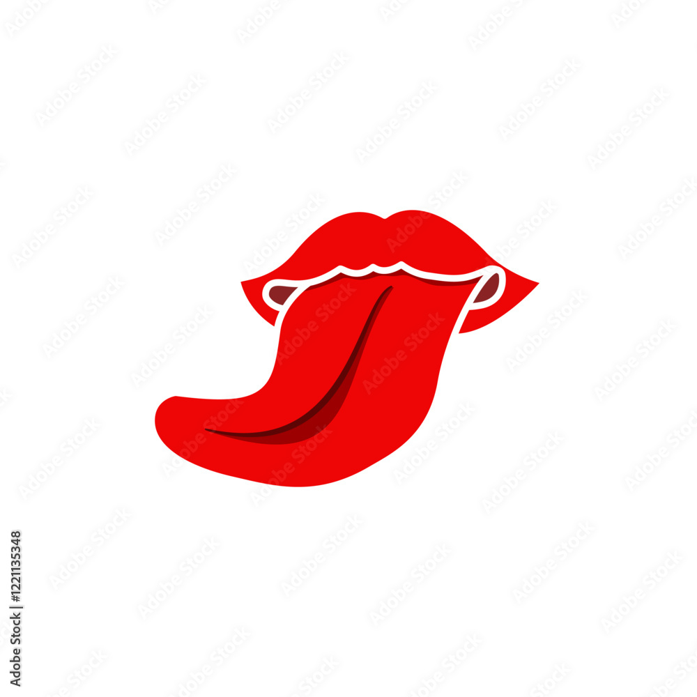mouth and tongue icon. simple flat style, illustration, logo sign ...