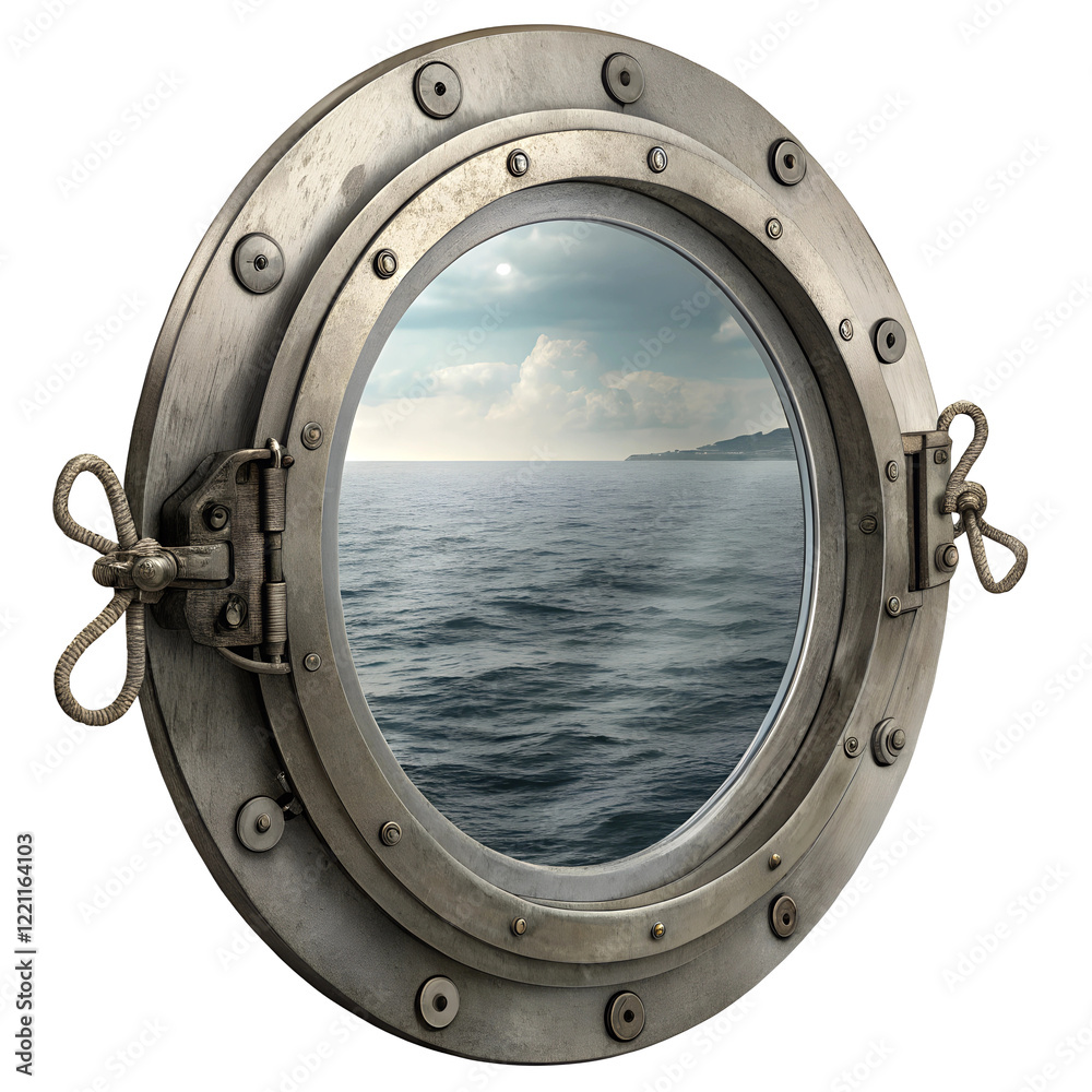 Boat ship porthole isolated on transparent background round maritime ...