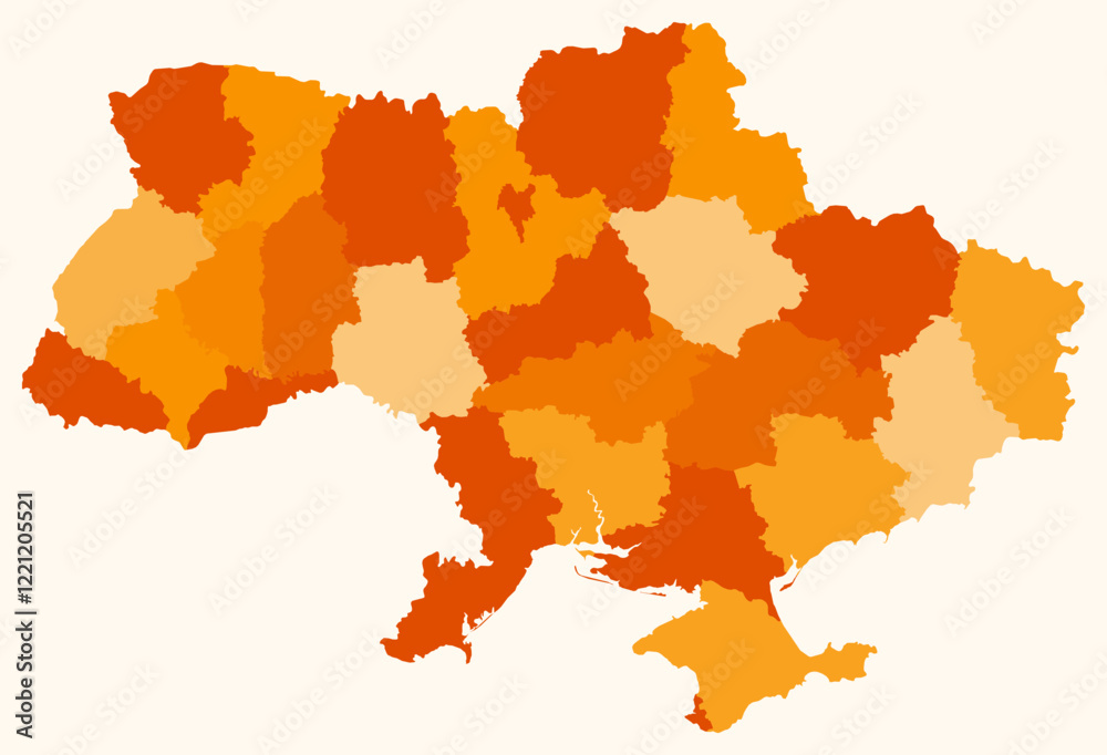 Map of Ukraine with regions. Just a simple country border map with ...