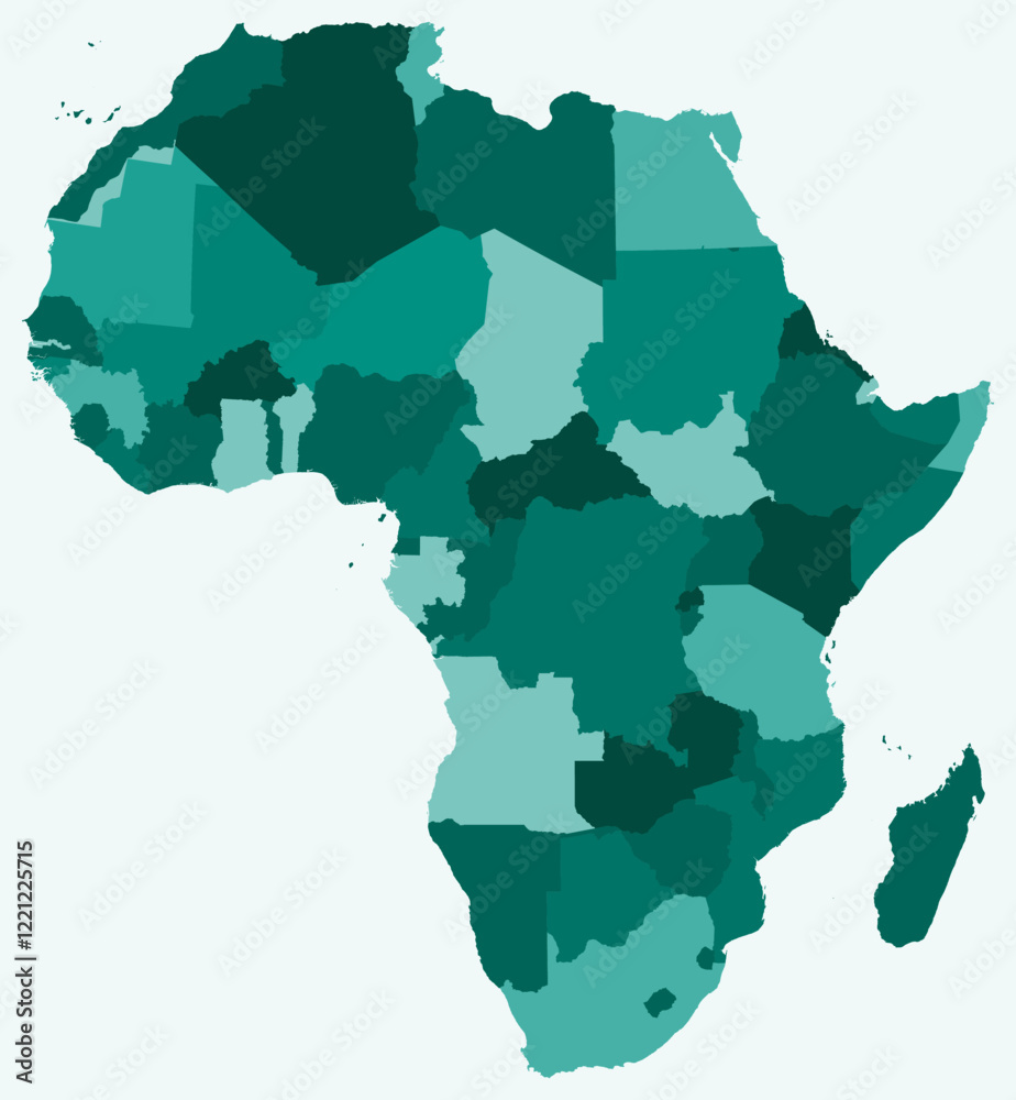 Map of Africa with countries. Just a simple continent border map with ...