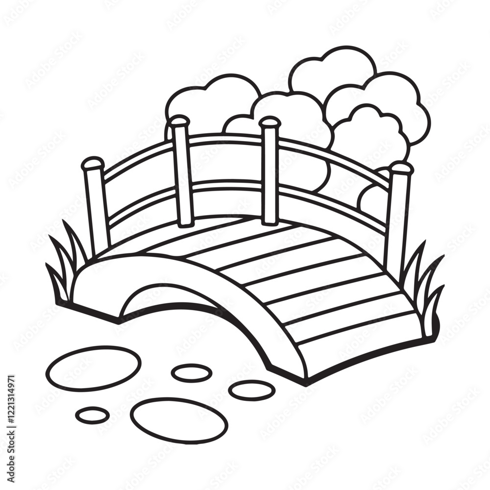 Cozy Hygge Nature: Bold and easy Coloring Page, Line art drawing, black ...