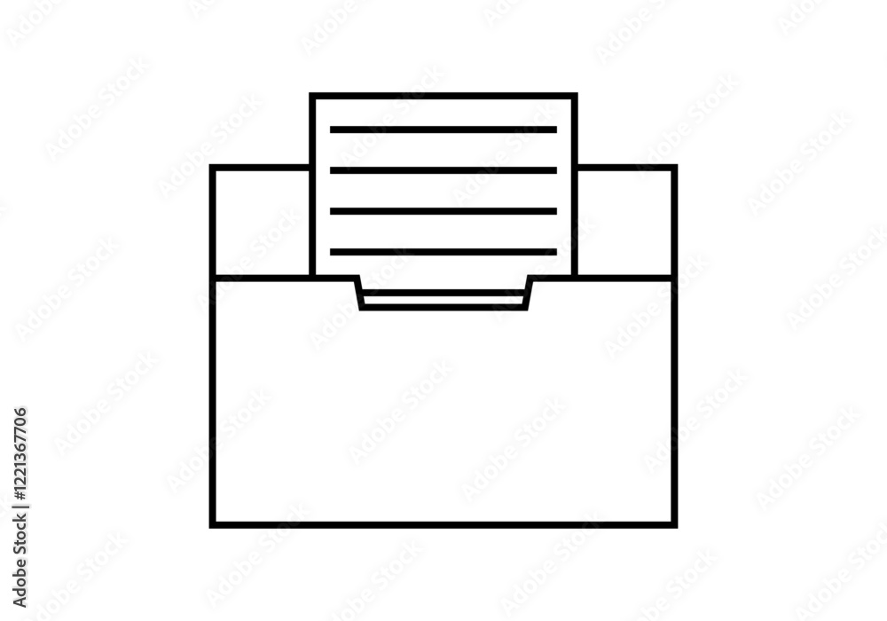 Icono negro de caja con documento escrito Stock Vector | Adobe Stock