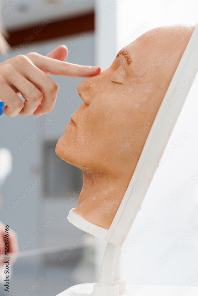 Rhinoplasty nose example on human face to demonstrate surgery ...