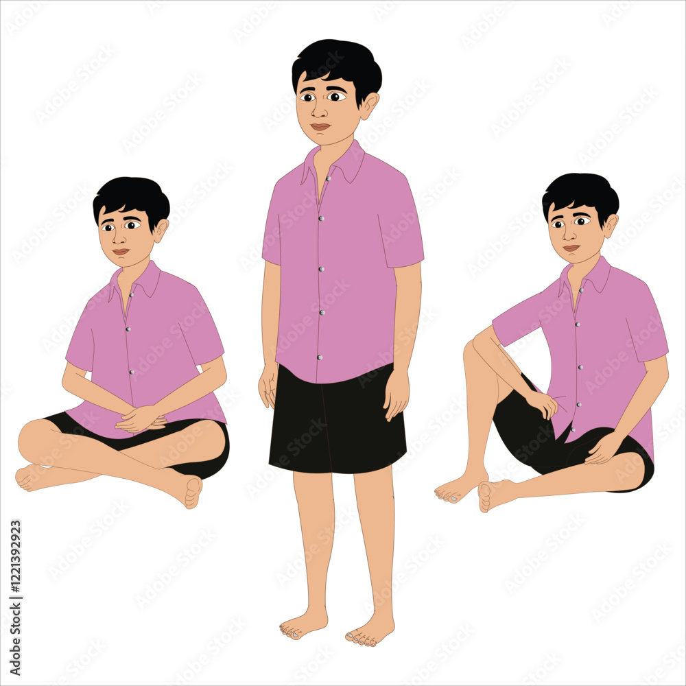 2d Indian boy cartoon character ready for animation moral stories, made ...