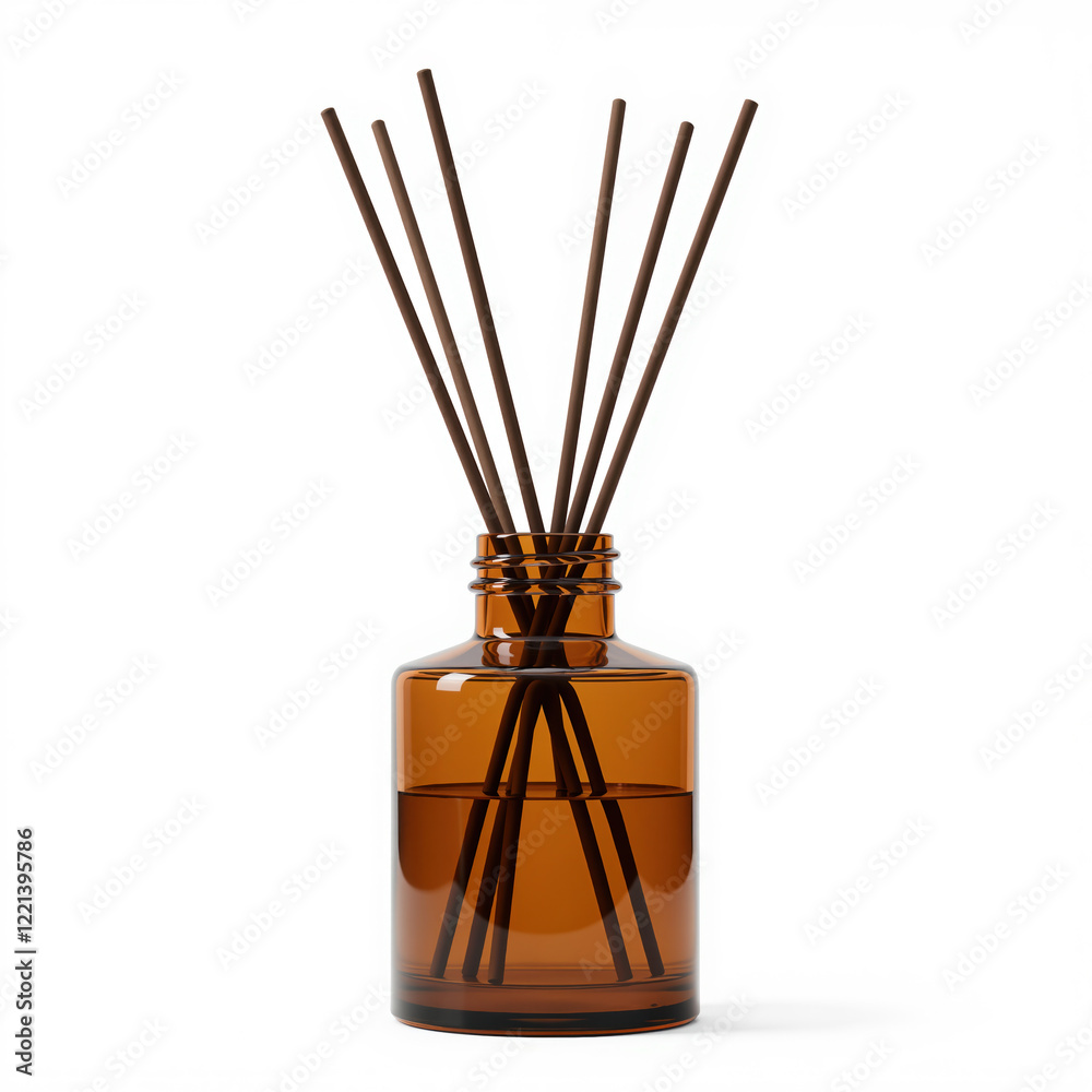 Scented essential oils fragrance diffuser with sticks in a brown bottle ...