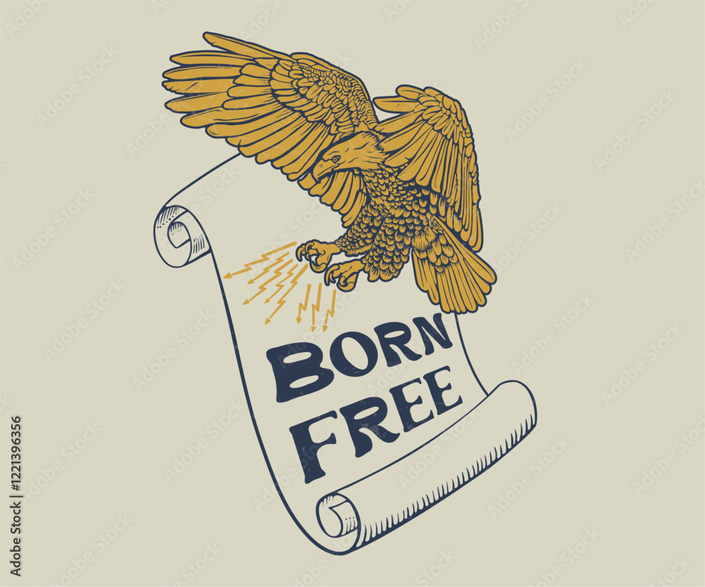 Vintage eagle with typography vector design, Flying eagle artwork for ...