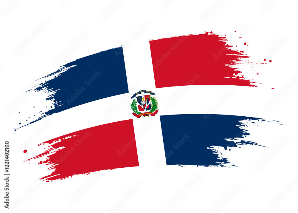 Dominican Republic flag png. Isolated grunge brush stroke flag of ...
