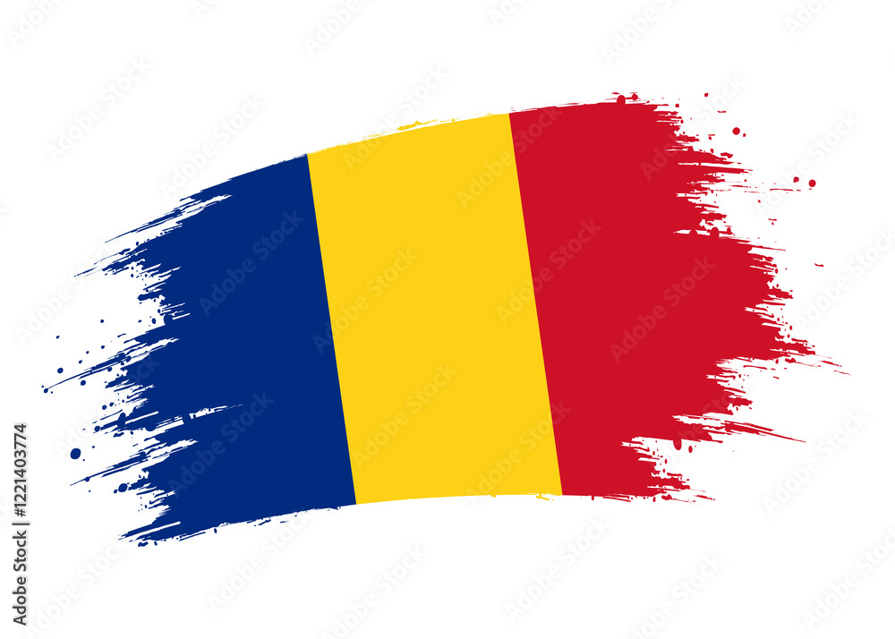 Romania flag png. Isolated grunge brush stroke flag of Romania ...
