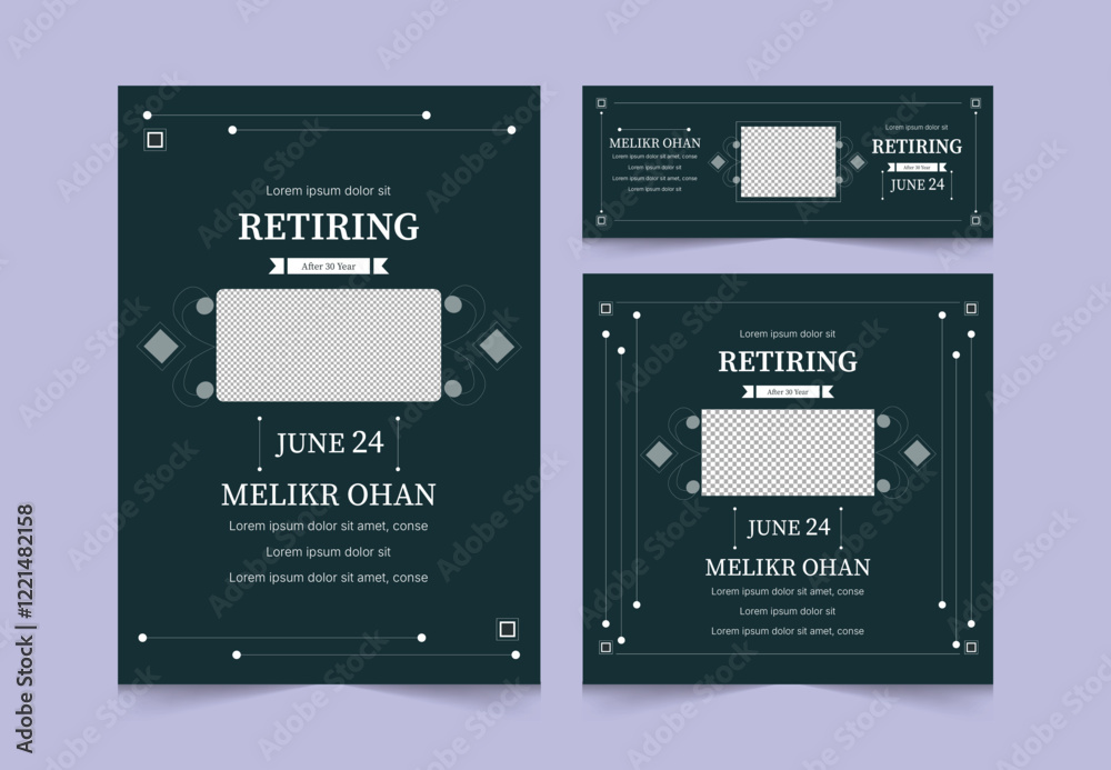 Set of Retirement Party Invitation Design Template. Happy retirement ...