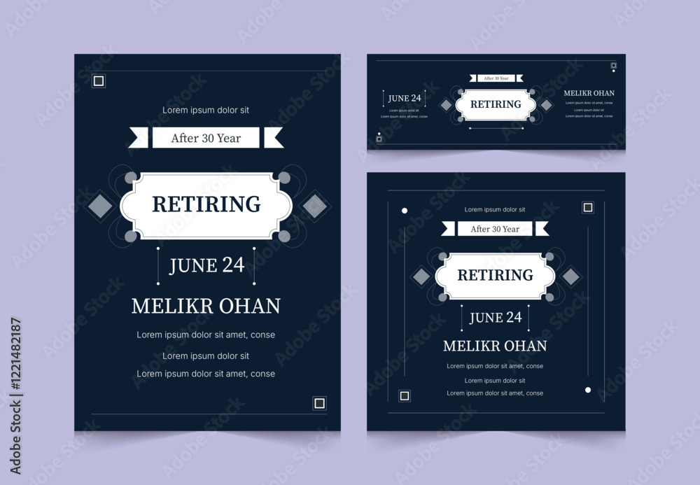Set of Retirement Party Invitation Design Template. Happy retirement ...