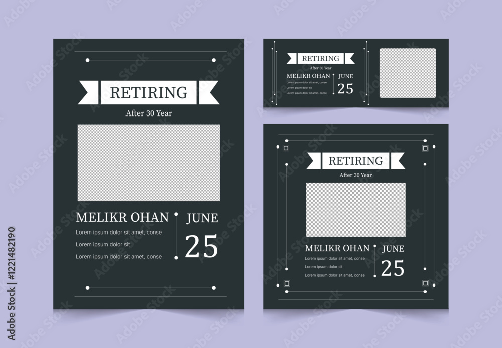 Set of Retirement Party Invitation Design Template. Happy retirement ...