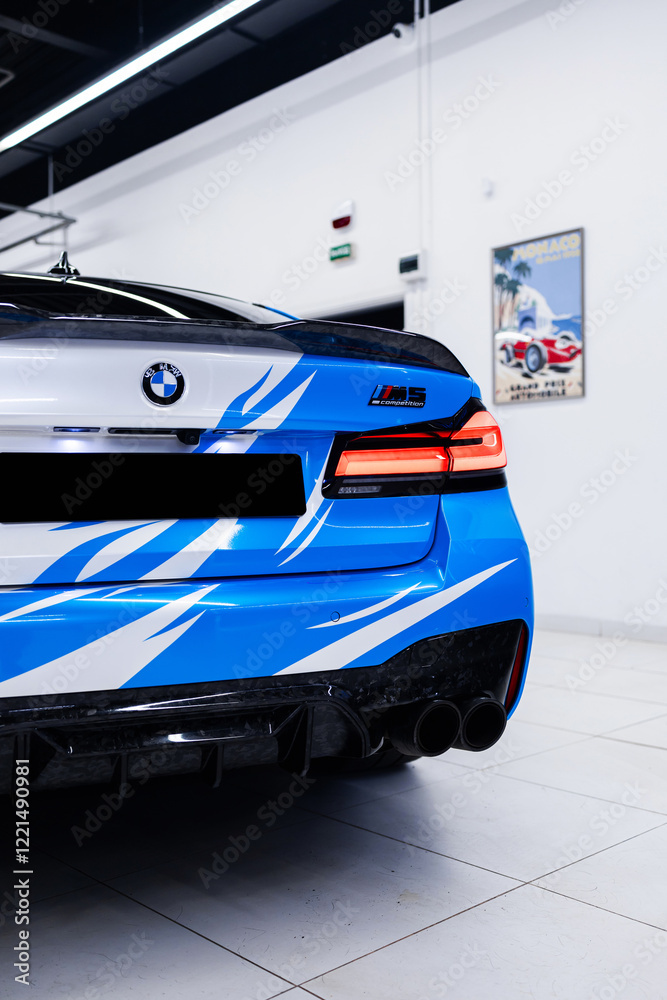 car on the road BMW M5 Competition logo detail Stock Photo | Adobe Stock
