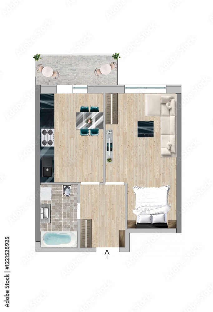 House sketch Apartment top view 2d render apartment floor plan 2D Floor ...