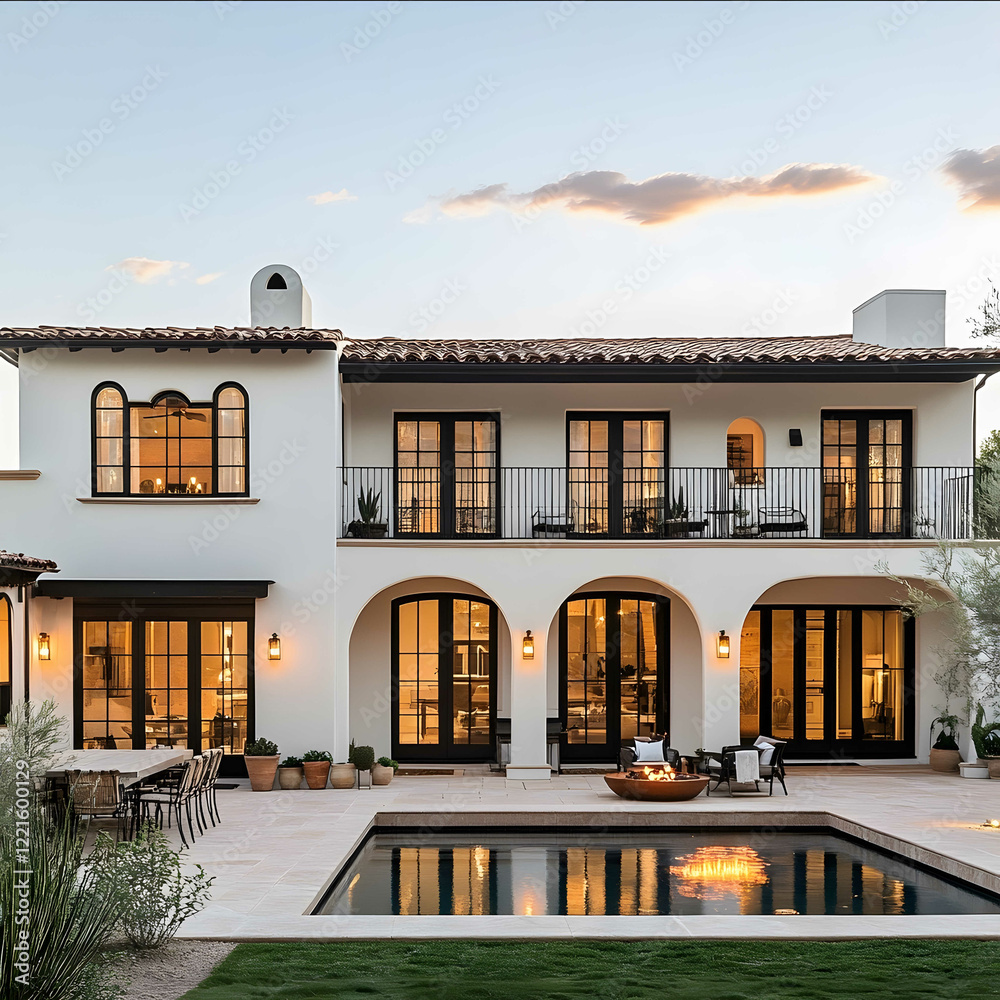 Editorialstyle photo of the back view straight on panoramic shot of a ...