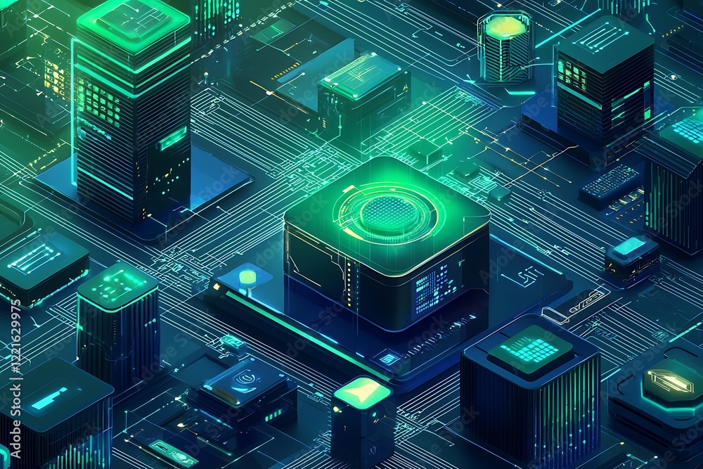 Cyber technology banner with green and blue gradients, incorporating AI ...