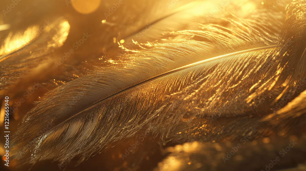 A premium PowerPoint background featuring shimmering gold feathers ...