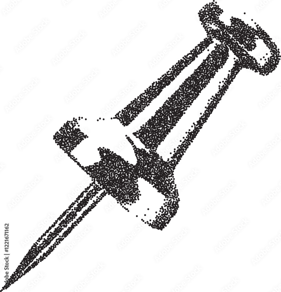 Push pin vintage y2k stipple art, pin halftone stipple brutalist retro ...