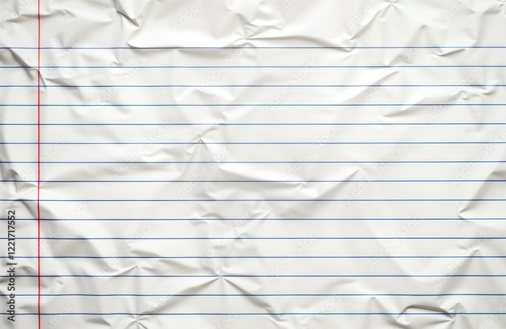 Empty lined paper background wrinkled, creased. Classic school paper ...