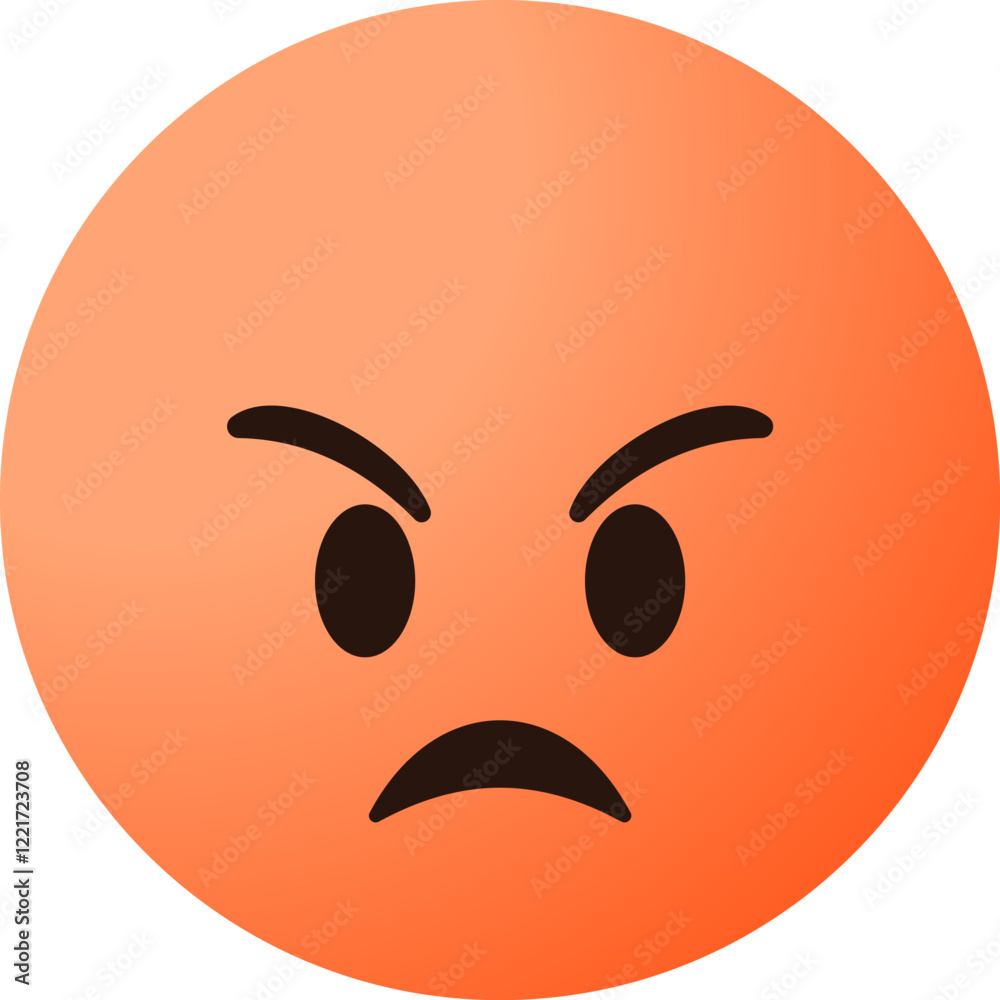 red angry emoticon emoji with a red face. mad reaction. expressing ...