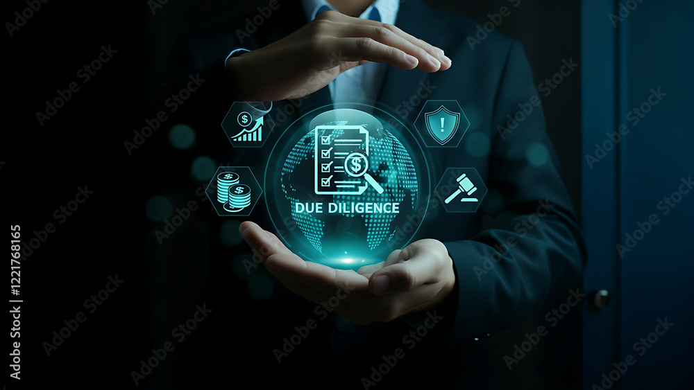 Modern Due Diligence Concept .Businessman Performing Due Diligence with Digital Checklist and ...