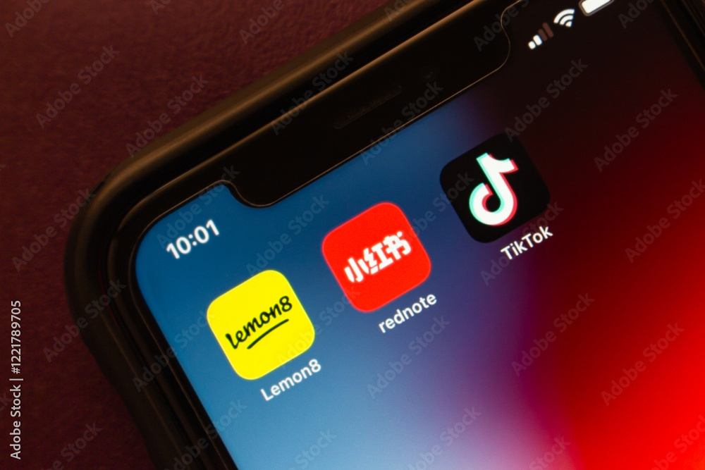 Mexico City, MEXICO - Jan 26 2025 : Lemon8, RedNote and TikTok icons are displayed on an iPhone ...